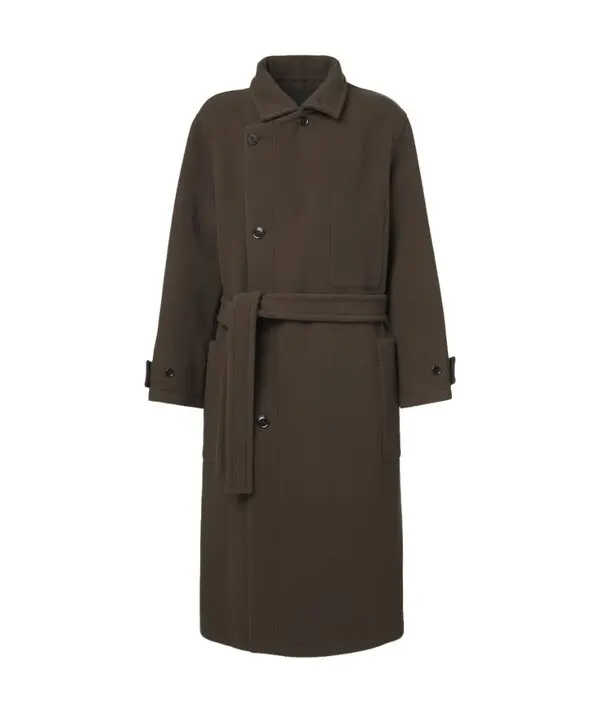 LEMAIRE Wool Wrap Coat - Brown