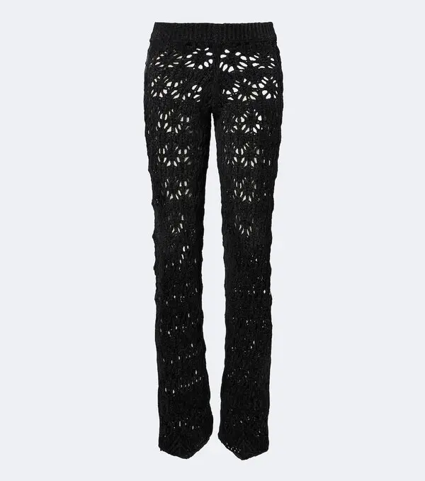 Alanui Time To Shine Open-knit Wide-leg Pants