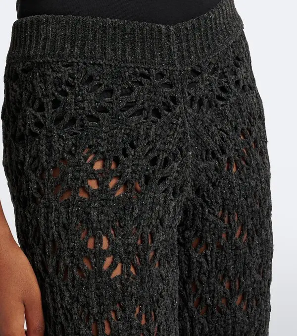 Alanui Time To Shine Open-knit Wide-leg Pants
