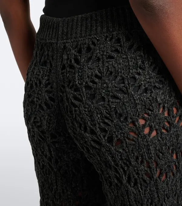 Alanui Time To Shine Open-knit Wide-leg Pants