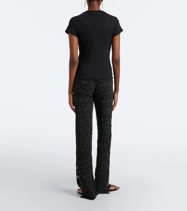 Alanui Time To Shine Open-knit Wide-leg Pants