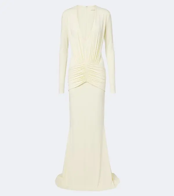 DE LA VALI Cielora Ruched Maxi Dress - Yellow