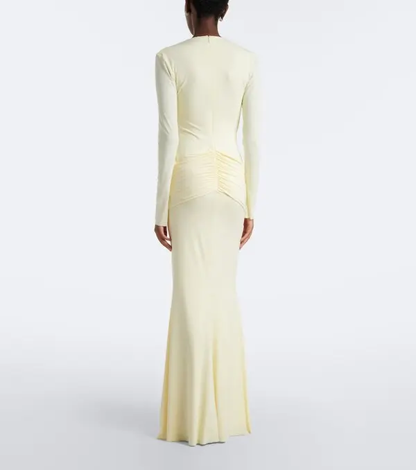 DE LA VALI Cielora Ruched Maxi Dress