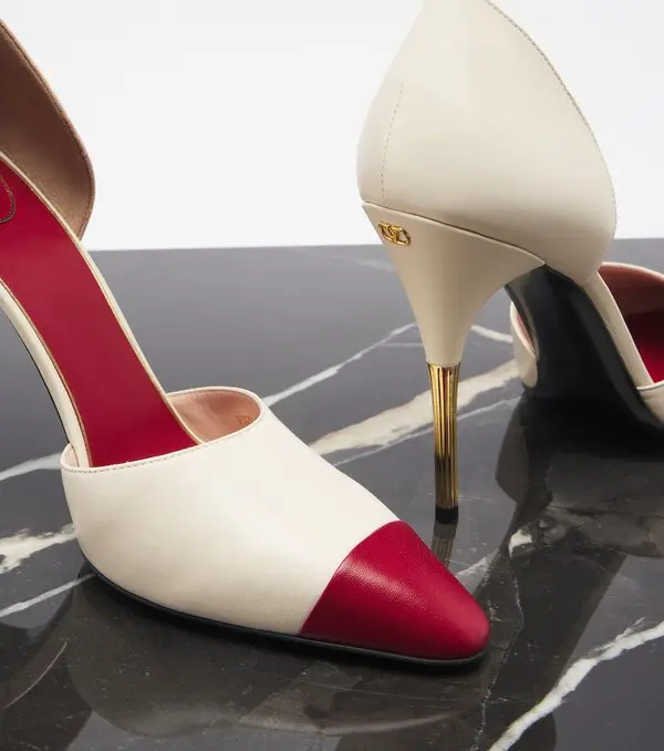 Valentino Garavani Leather Pumps With Ankle Strap - Beige