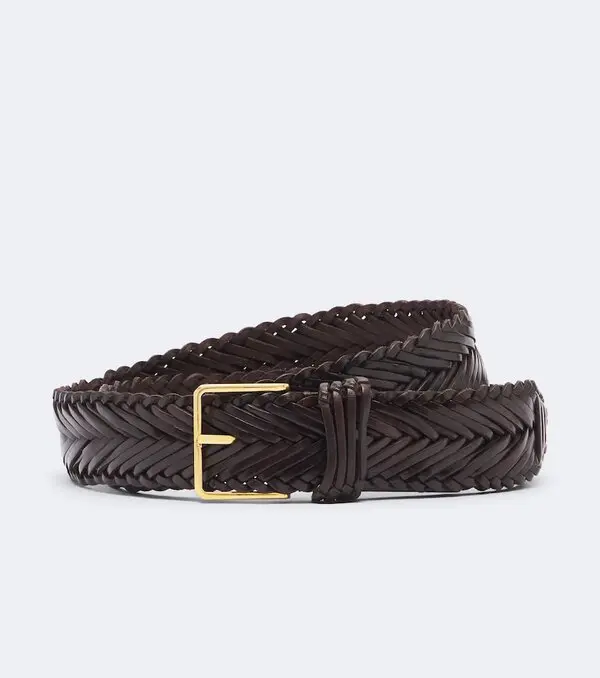 THE ROW Fisherman Woven Leather Belt - Brown