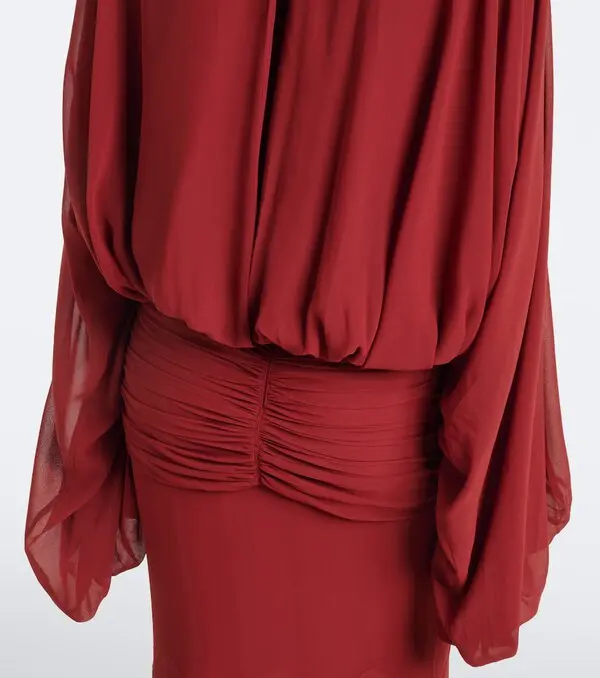 DE LA VALI Eulalia Gathe Chiffon Maxi Dress