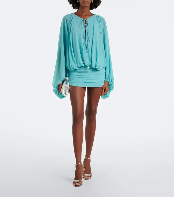 DE LA VALI Eulalia Gathered Chiffon Minidress