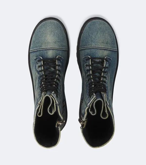 Balenciaga Combat Strike Denim Lace-up Boots