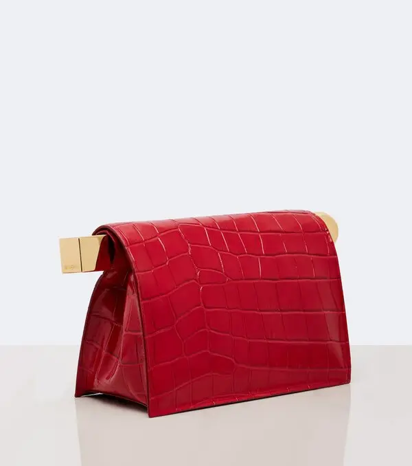 Jacquemus Rond Carré Small Croc-effect Leather Clutch