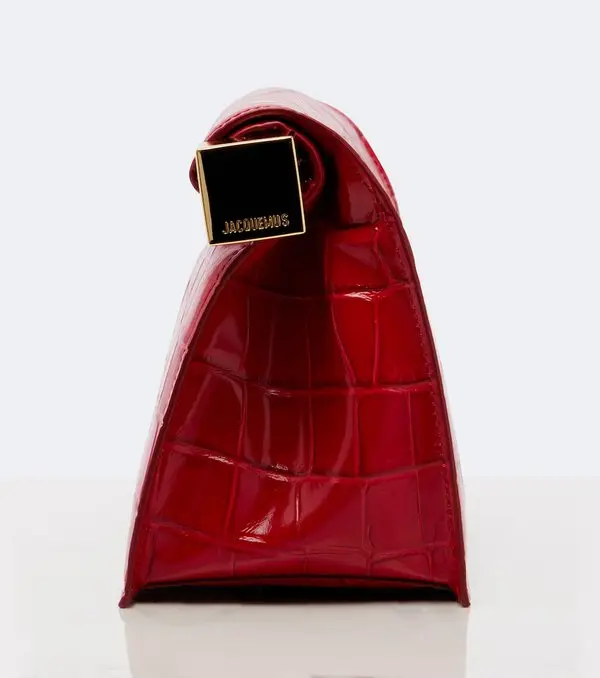Jacquemus Rond Carré Small Croc-effect Leather Clutch