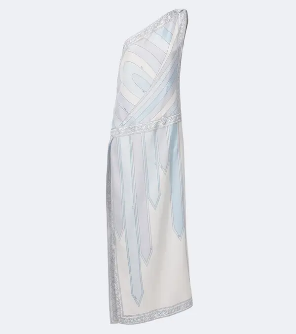 Emilio Pucci Iride One-shoulder Silk Twill Gown - Blue