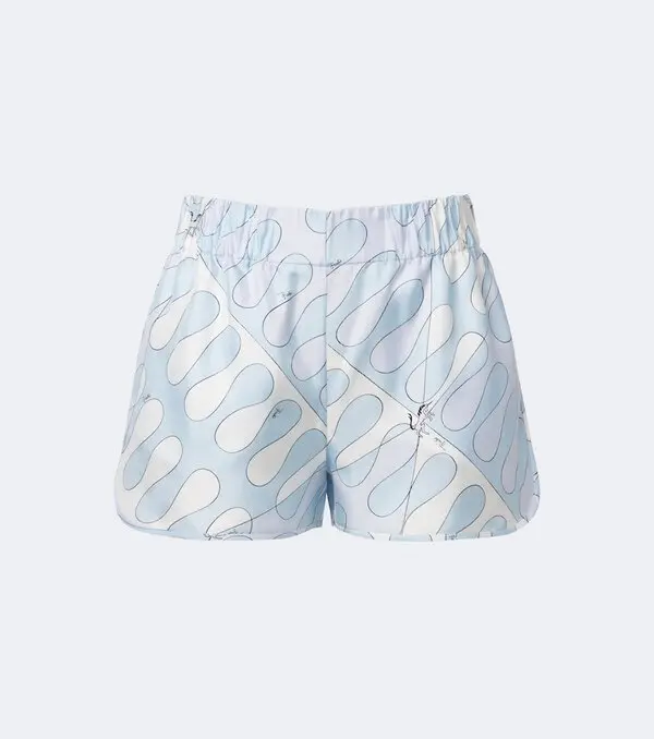 Emilio Pucci Leocorno Silk Twill Shorts - Blue