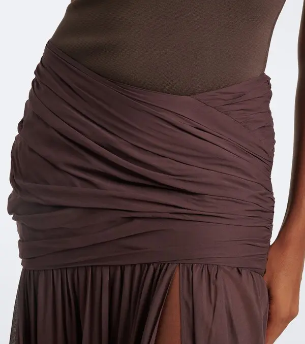 DE LA VALI Amaya Gathered Chiffon Maxi Skirt