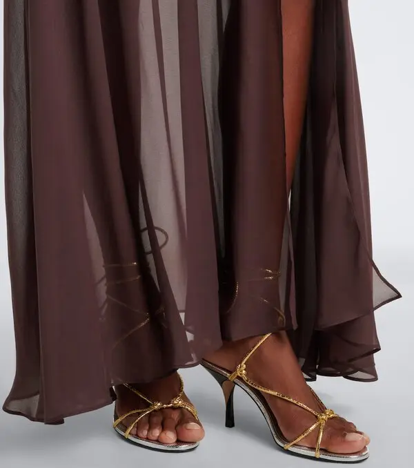 DE LA VALI Amaya Gathered Chiffon Maxi Skirt