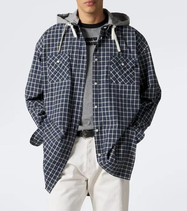 Miu Miu Checked Cotton Flannel Overshirt