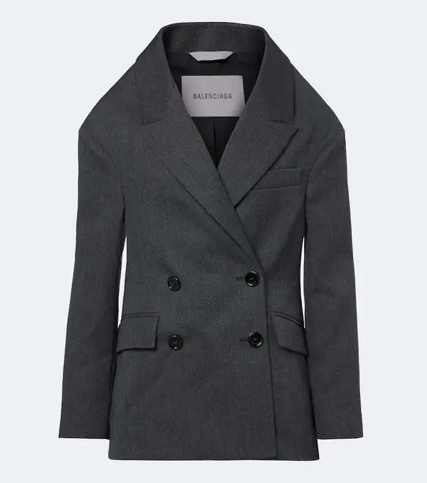 Balenciaga Double-breaster Wool Blazer - Grey