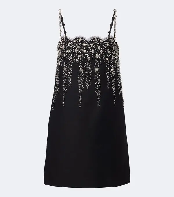 Valentino Garavani Crepe Couture Crystal-embellished Minidress - Black