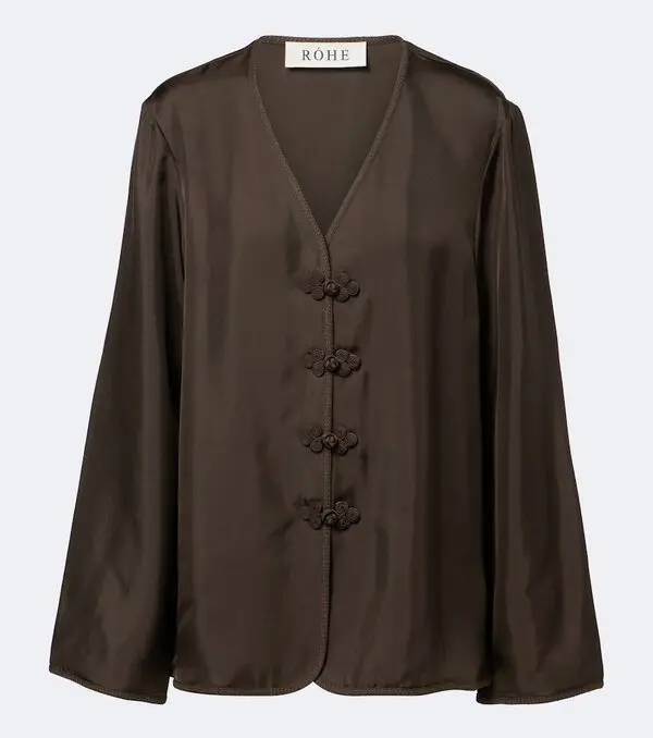 RÓHE Oversized Silk Blouse - Brown