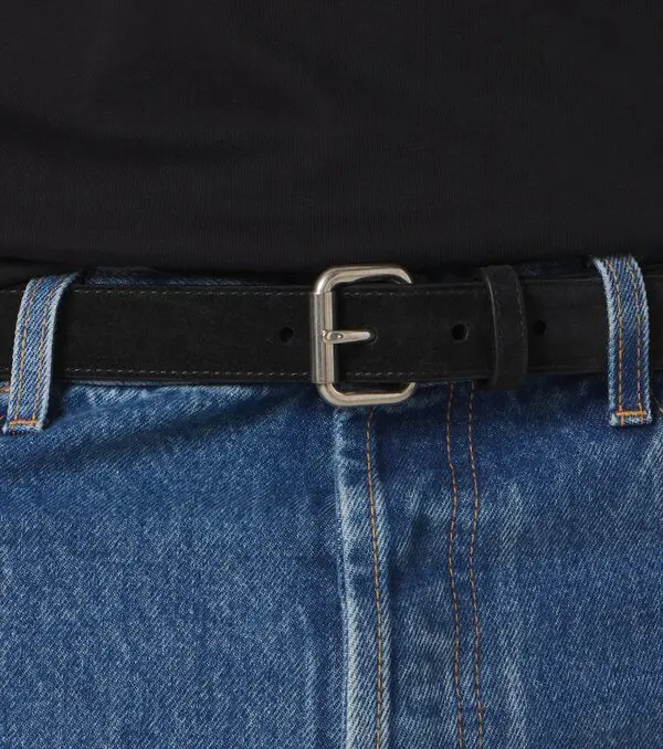 THE ROW Geo Suede Belt - Black