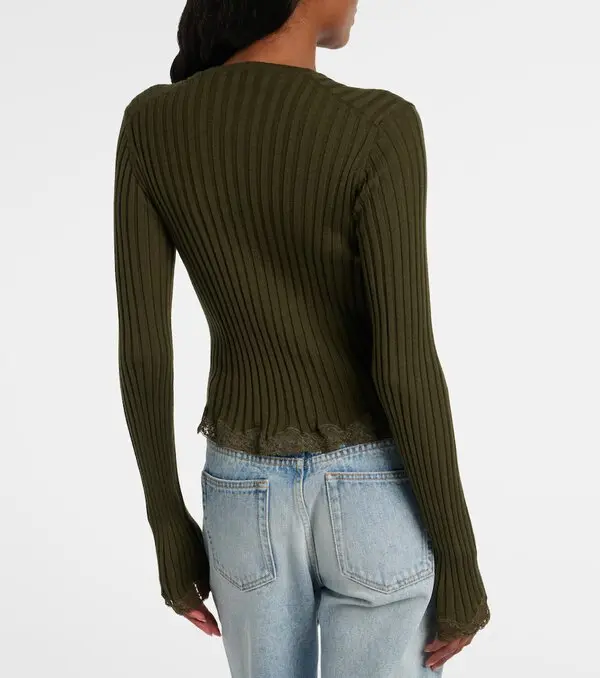 Saint Laurent Lace-trimmed Wool, Cashmere, And Silk Top