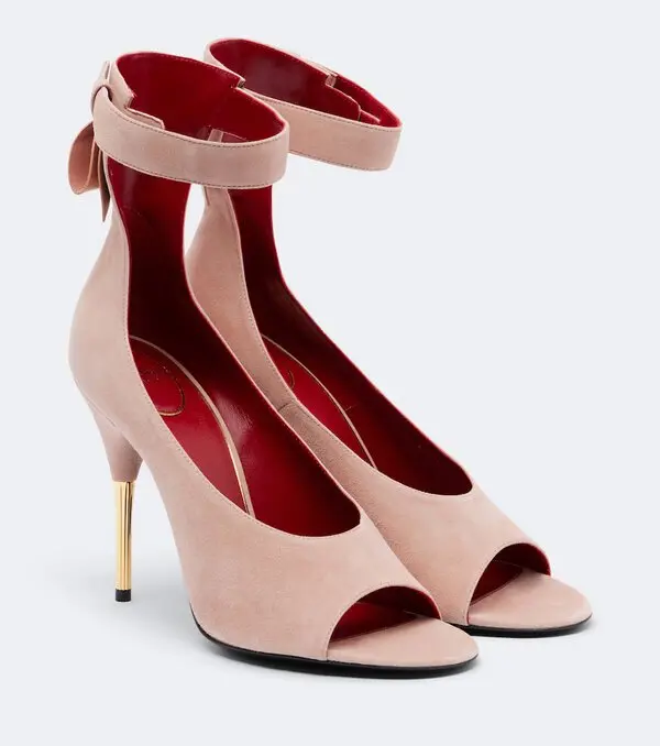 Valentino Garavani Fatale Bow-detail Suede Sandals - Pink