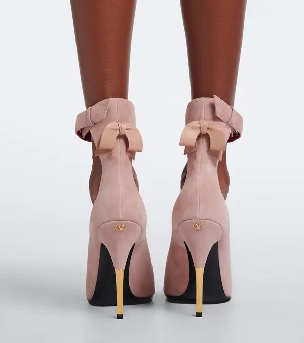 Valentino Garavani Suede Bow Detailing Sandals - Pink