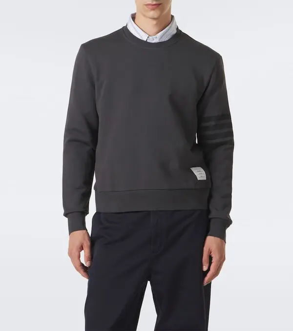 Thom Browne 4-bar Cotton Jersey Sweatshirt - Grey