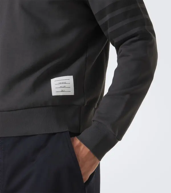 Thom Browne 4-bar Cotton Jersey Sweatshirt - Grey