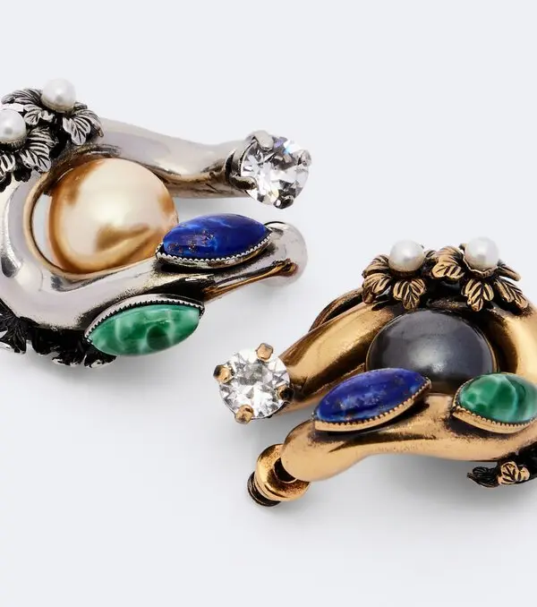 Etro Crystal-embellished Faux-pearl Hoop Earrings