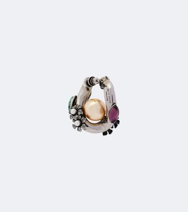 Etro Crystal-embellished Faux-pearl Hoop Earrings