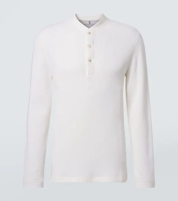 Brunello Cucinelli Cotton And Cashmere Blend Waffle-knit Henley