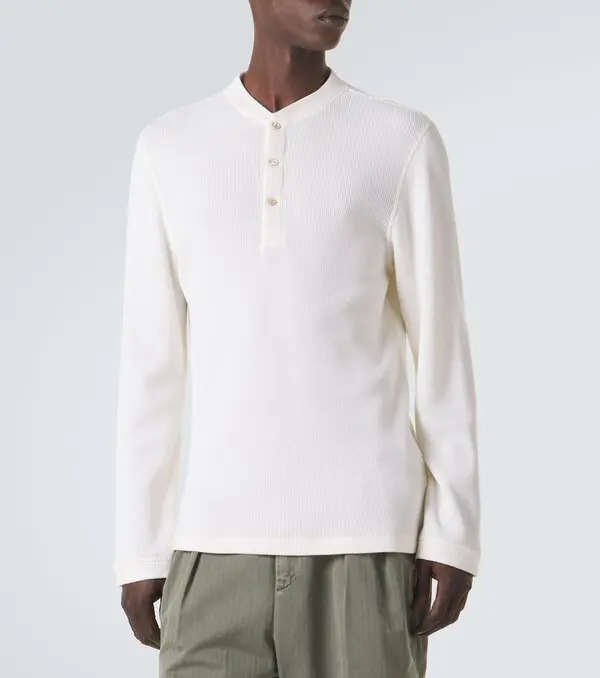 Brunello Cucinelli Cotton And Cashmere Blend Waffle-knit Henley