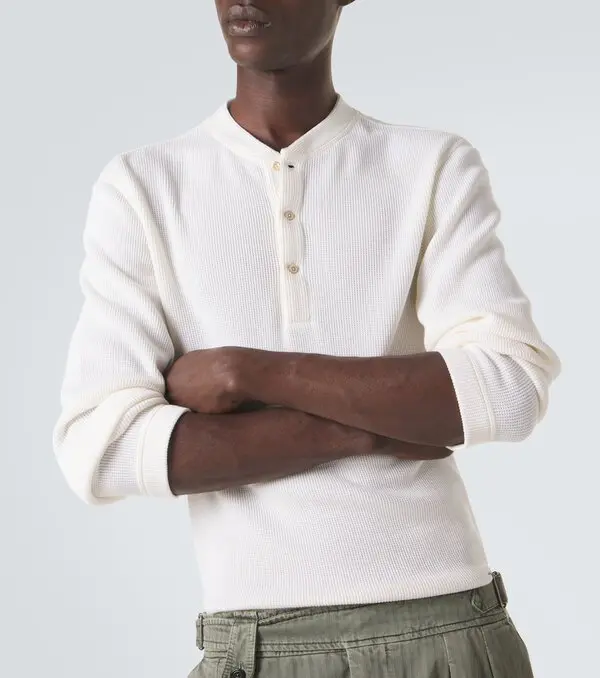 Brunello Cucinelli Cotton And Cashmere Blend Waffle-knit Henley