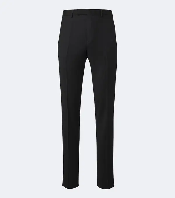 Zegna Navy Wool Slim Fit Trousers - Black