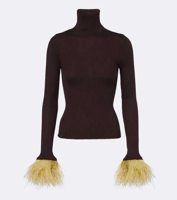 La DoubleJ Feather-trimmed Cashmere And Silk Top