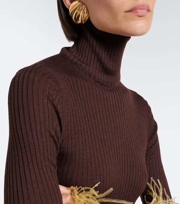 La DoubleJ Feather-trimmed Cashmere And Silk Top