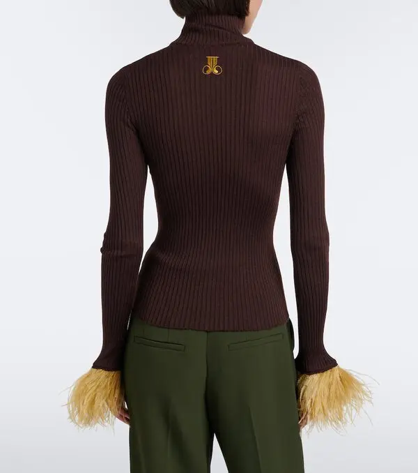 La DoubleJ Feather-trimmed Cashmere And Silk Top