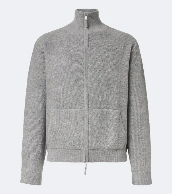 ALLUDE Wool And Cashmere Zip-up Sweater - Grey