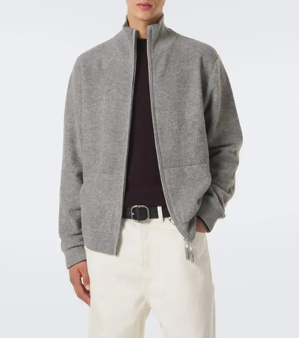 ALLUDE Wool And Cashmere Zip-up Sweater