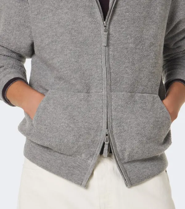 ALLUDE Wool And Cashmere Zip-up Sweater