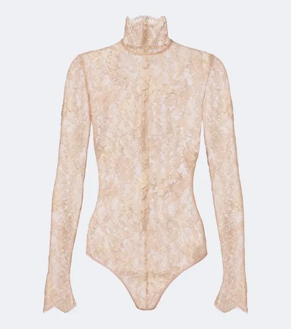 Valentino Garavani Sheer Lace Bodysuit - Beige