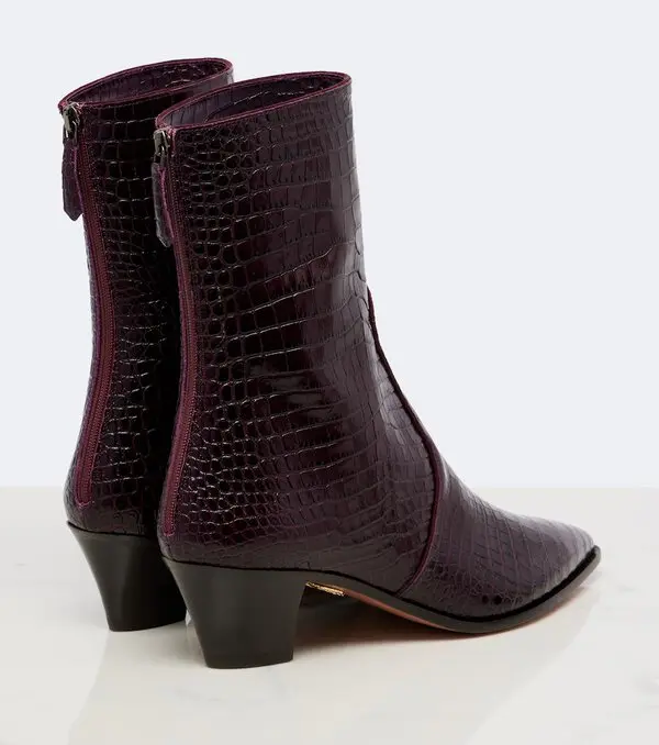AQUAZZURA Brunswick Croc-effect Leather Ankle Boots