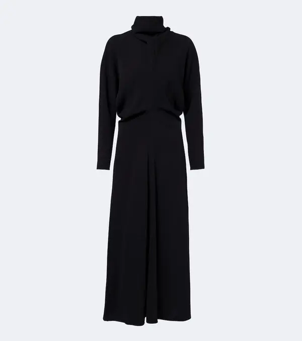 TOTEME Draped Turtleneck Cady Midi Dress