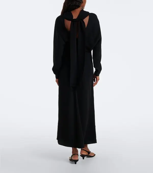 TOTEME Draped Turtleneck Cady Midi Dress