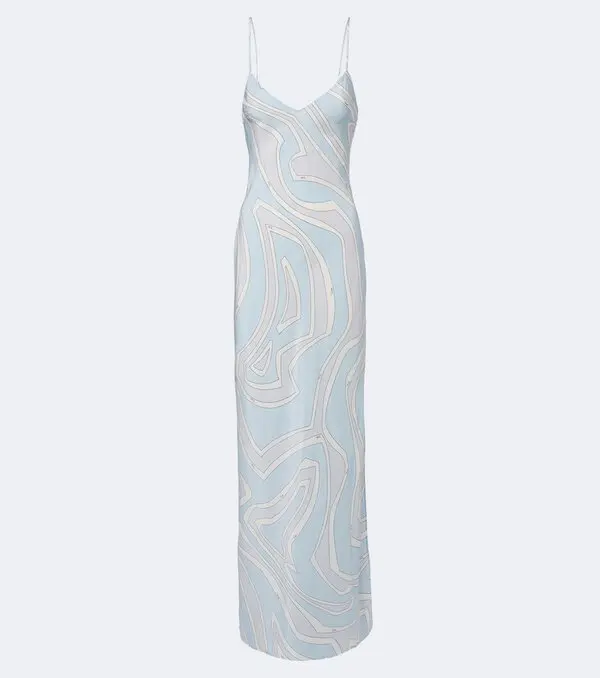 Emilio Pucci Labirinto Silk Crêpe De Chine Gown - Blue