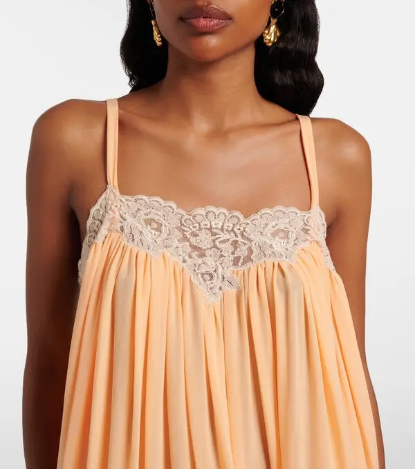 Chloé Lace-trimmed Silk Georgette Minidress