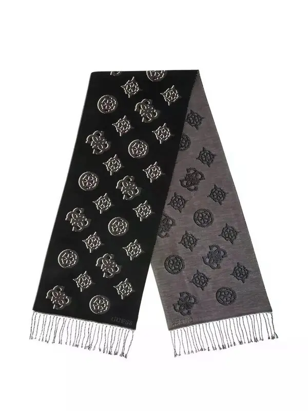 Guess Cresidia Logo-pattern Fringed Scarf - Black