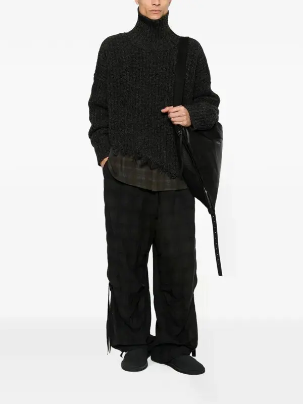Isabel Benenato Distressed Turtleneck Sweater