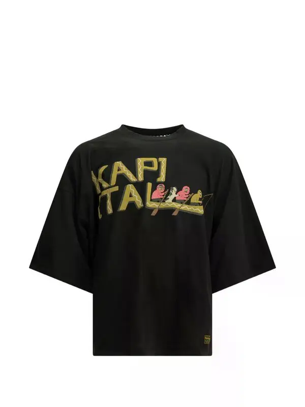 Kapital Mesh-back Logo-print T-shirt - Black
