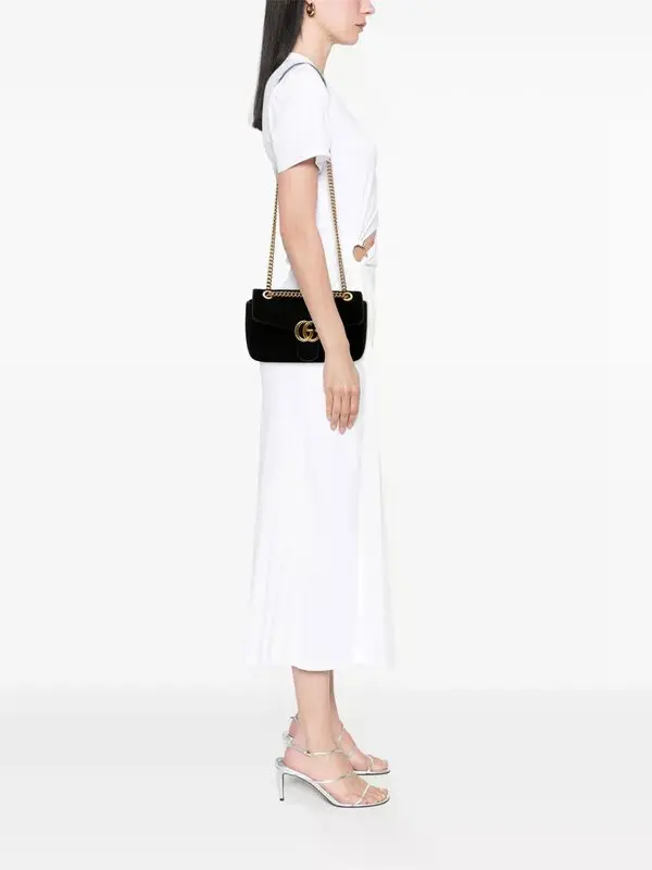 Gucci 2016-2026 Medium Gg Marmont Matelasse Velvet Shoulder Bag - Black